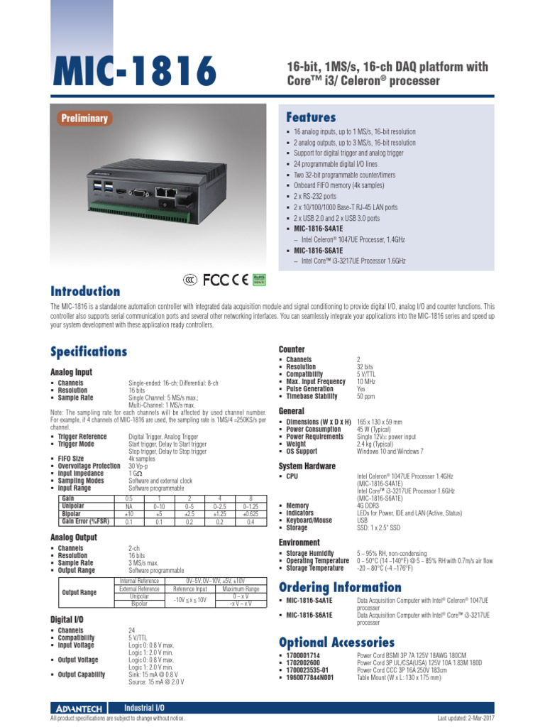 Daq 1816 | PDF | Input/Output | Central Processing Unit