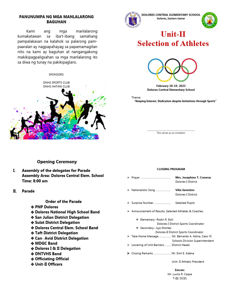 Unit Meet Program | PDF