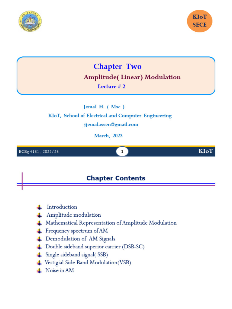 Chap 2 AM Modulation | PDF | Modulation | Detector (Radio) Chap 2 AM Modulation | PDF | Modulation | Detector (Radio)