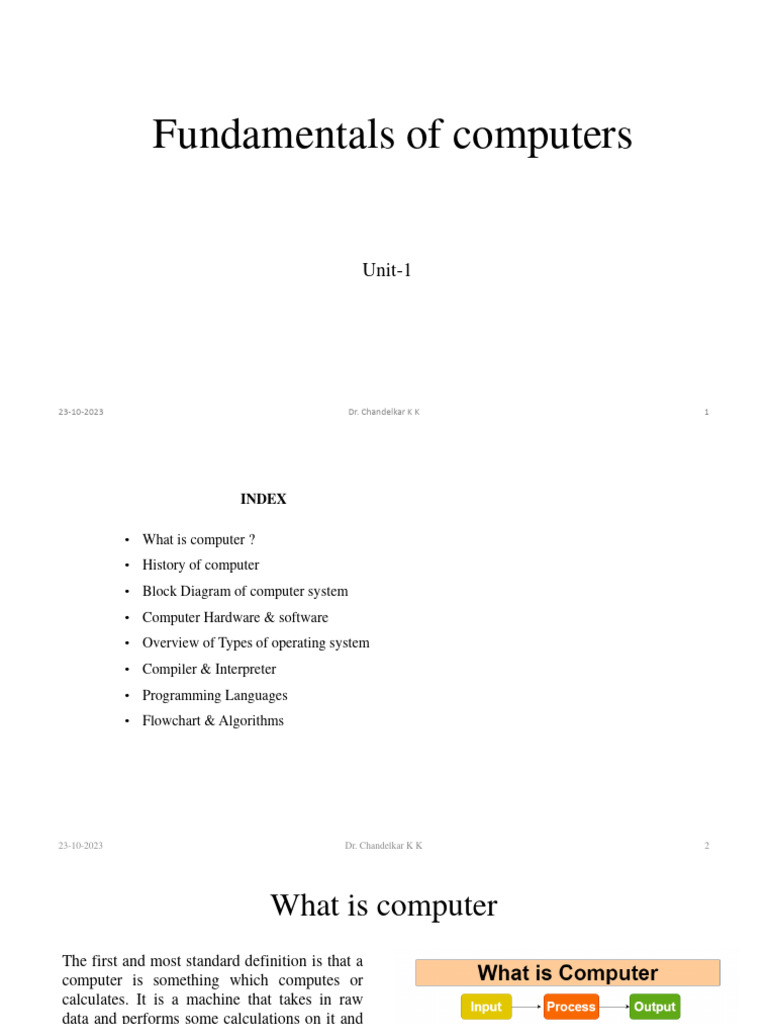 Fundamentals of Computer - Unit 1 | Download Free PDF | Input/Output | Computer Data Storage
