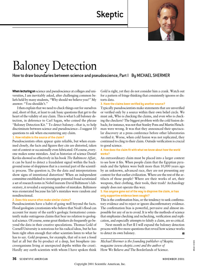 Baloney Detection Part 1 | PDF | Pseudoscience | Science