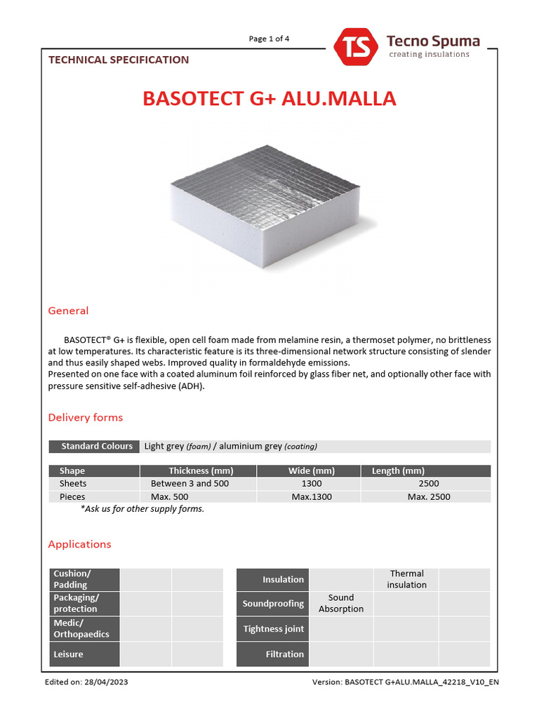 Basotect G+alu - Malla - 42218 - V10 - en | PDF