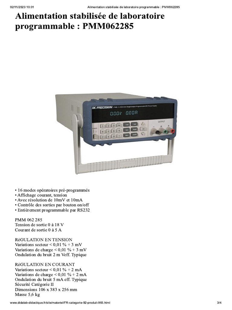 8- Alimentation stabilisée PMM062285 | PDF