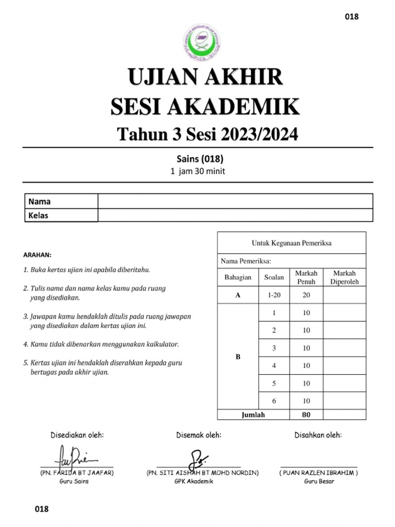 Uasa Sains Tahun 3 | PDF