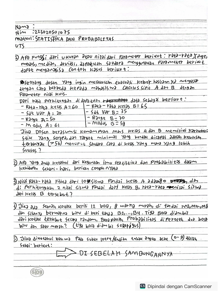 Jerry Rangun Sived - 223020501075 - Statiska | PDF