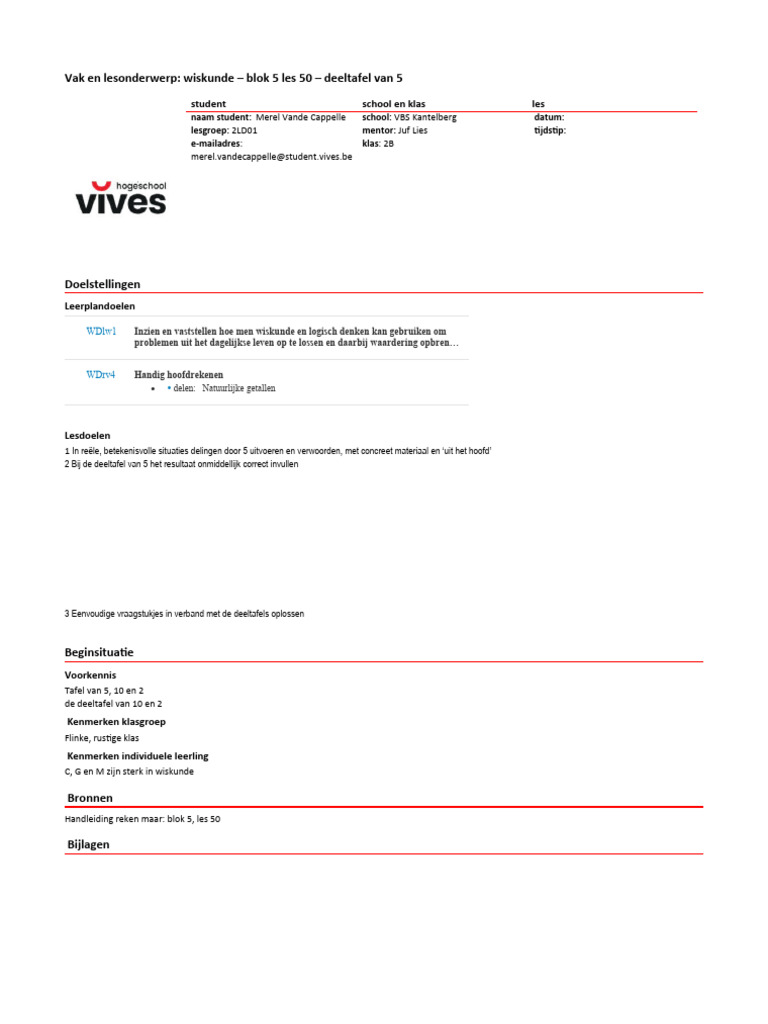 LVB Blok 5 Les 50 | PDF