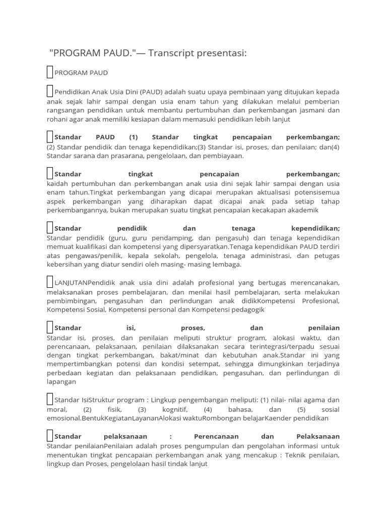 Program Paud | PDF