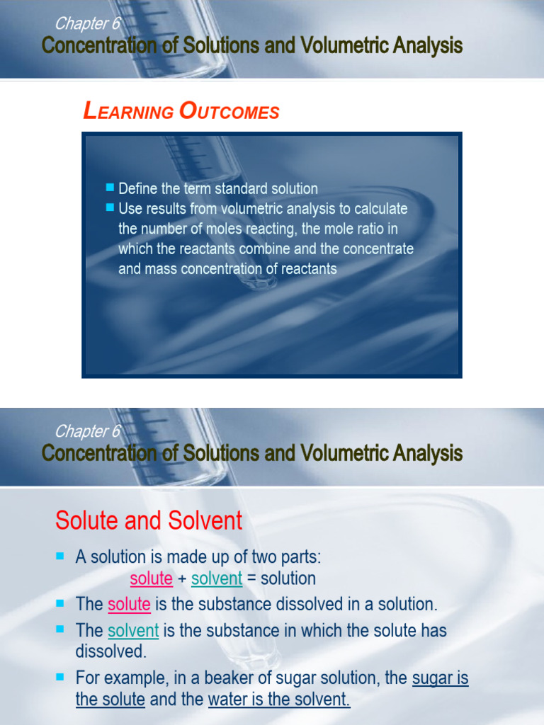 C06 Concentration of Solutions and Volumetric Analysis | PDF ...
