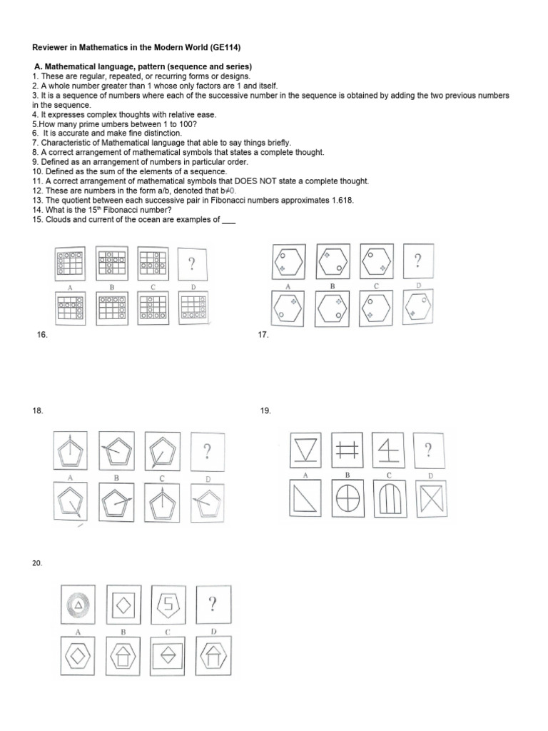 GE114 PRELIM Reviewer | PDF | Sequence | Numbers