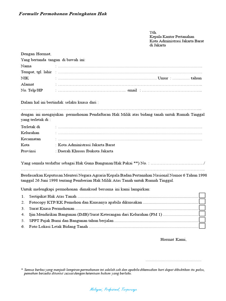 Form Peningkatan Hak - 231020 - 190036 | PDF