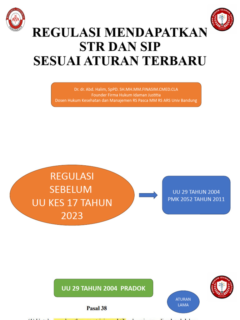 Perbedaan STR dan SIP dalam UU Kesehatan | PDF