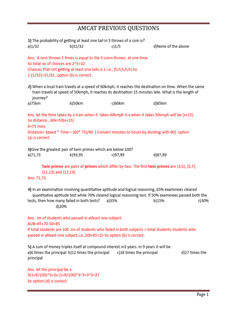 Amcat Aptitude Questions | PDF | Odds | Interest