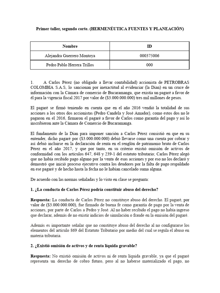 Taller Segundo Corte. | PDF