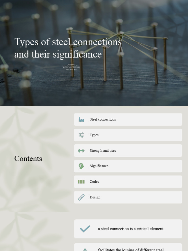 Steel Connection Types & Significance | PDF | Beam (Structure) | Truss