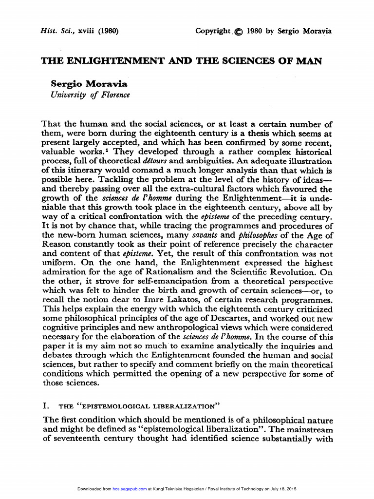 The Enlightenment and the Sciences of Man | PDF