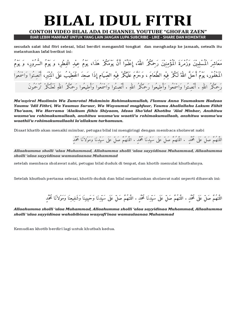 Bilal Idul Fitri | PDF