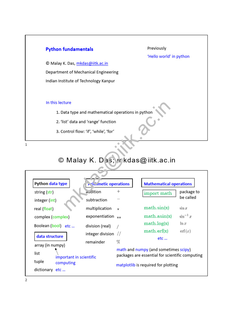 Lecture 0202 Python Fundmentals | Download Free PDF | Python (Programming Language) | Boolean ...