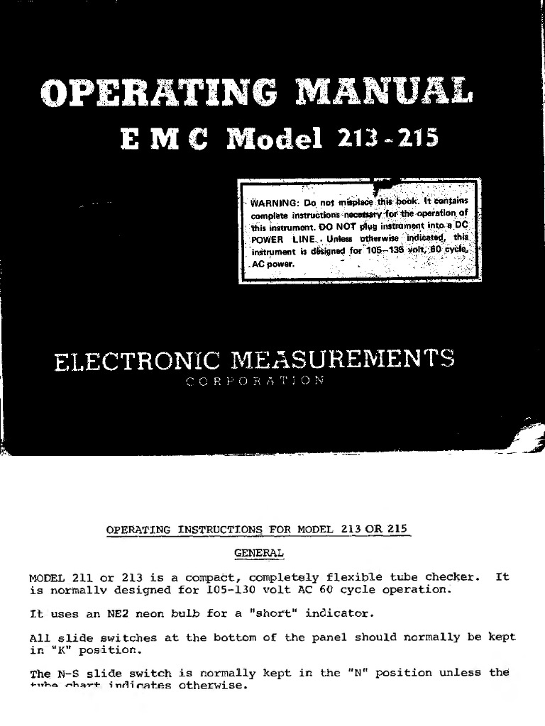 Emc 213 and 215 Tube Testers | PDF