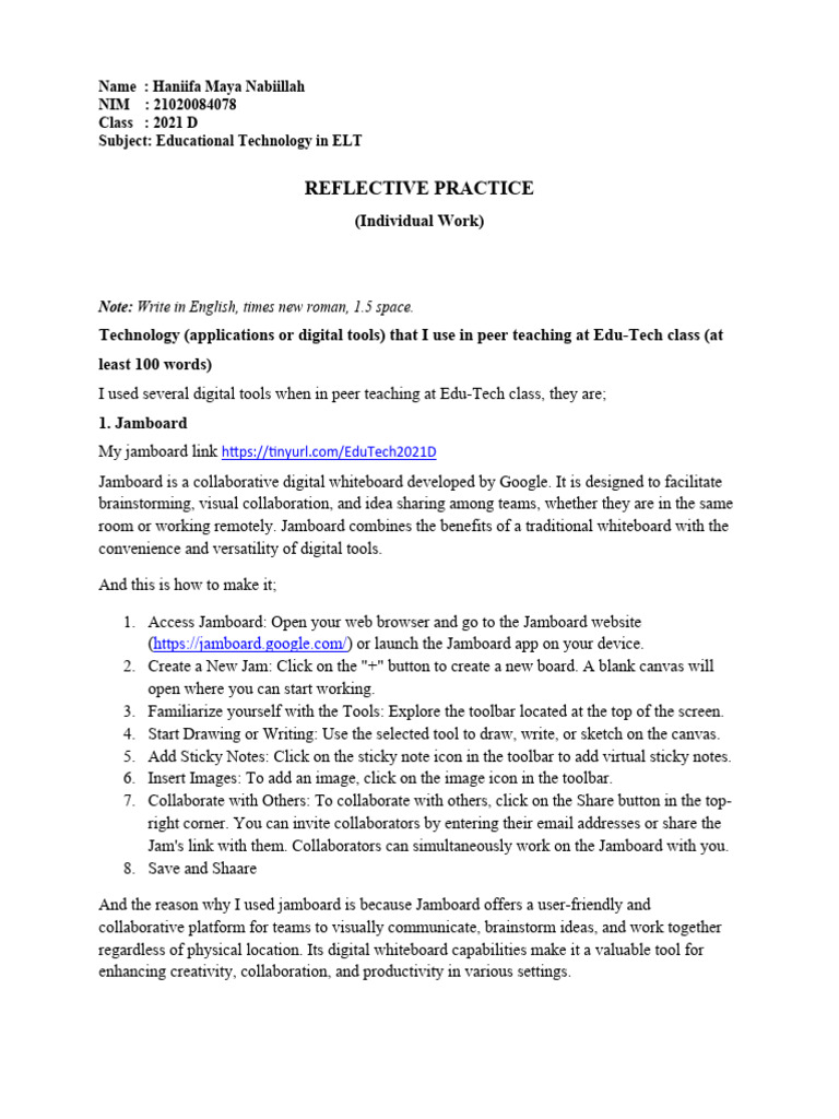 Reflective Practice | PDF | English As A Second Or Foreign Language | Healthy Diet