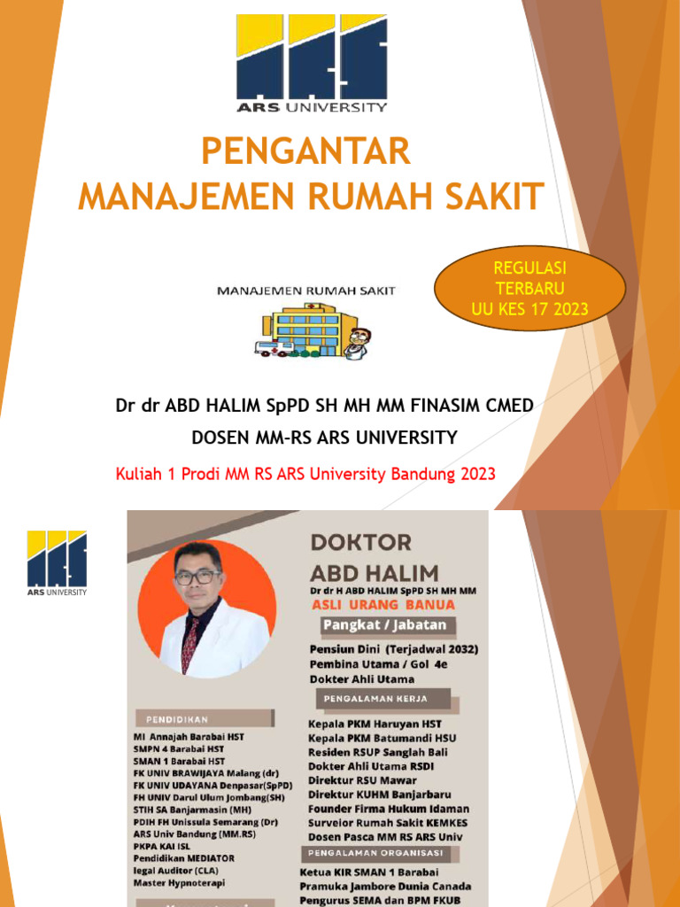 Manajemen Rumah Sakit dan Regulasi Terbaru | PDF