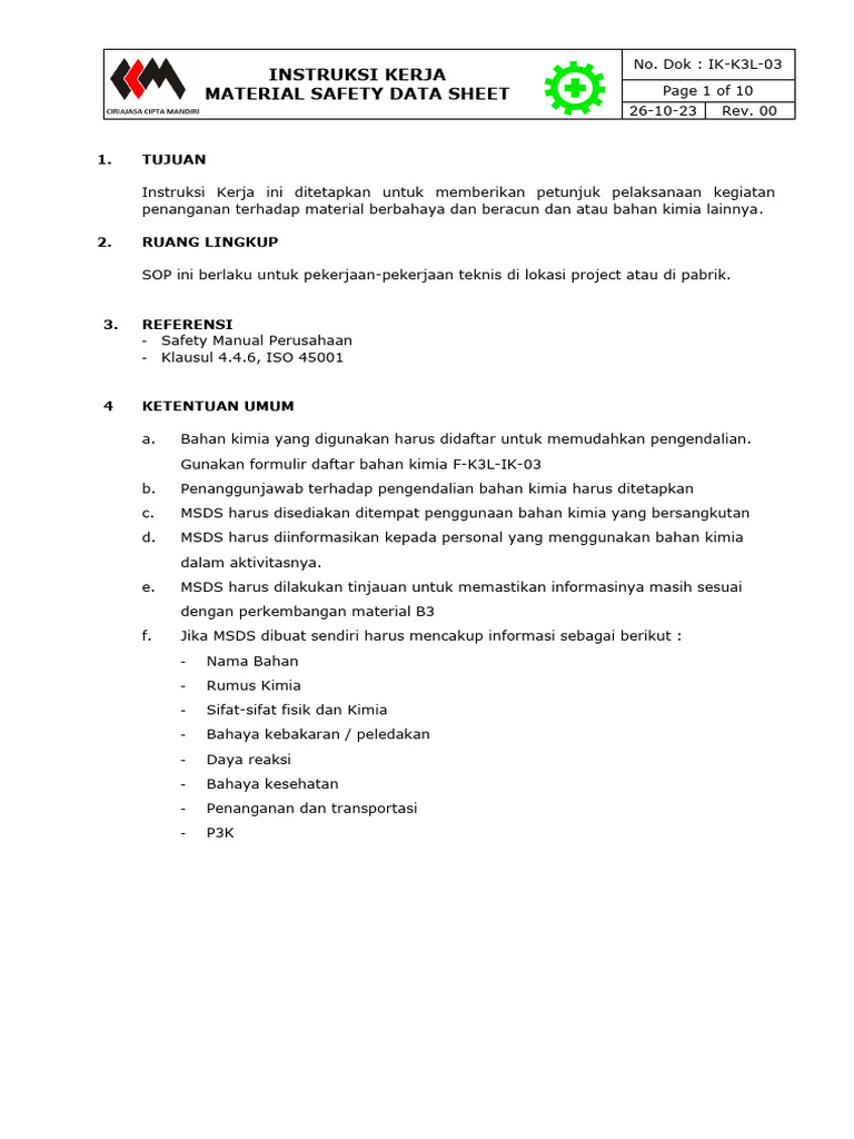 IK-K3L-03 Material Safety Data Sheet (MSDS) | PDF