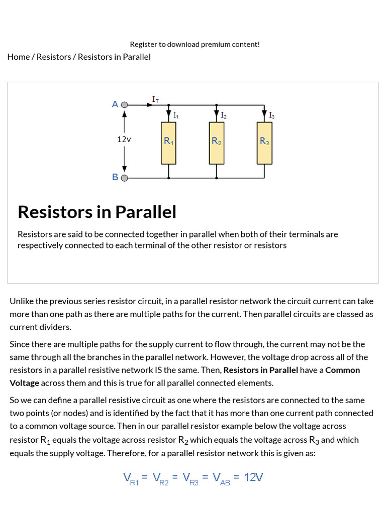 Resistors in Parallel - Parallel Connected Resistors | PDF | Series And ...