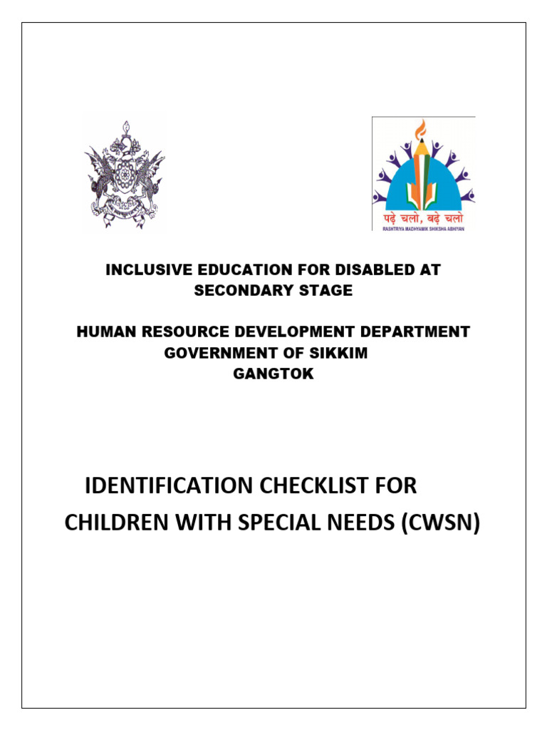 Checklists For Ie | PDF | Visual Impairment | Intellectual Disability