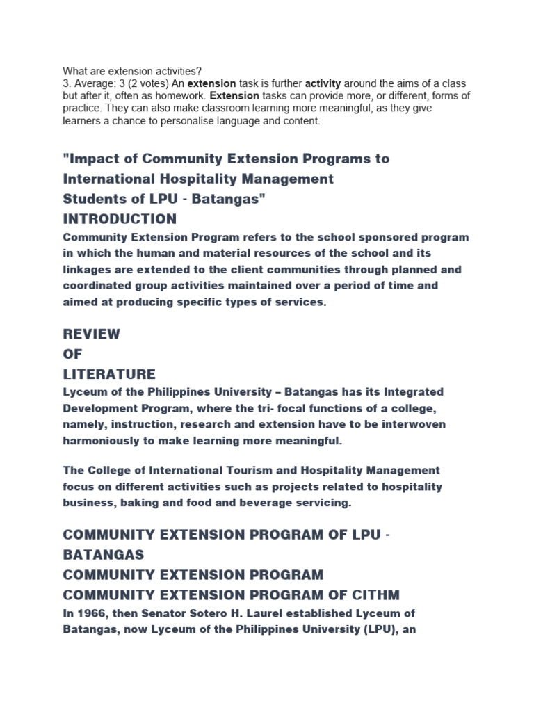 What Are Extension Activities | PDF | Social Sciences | Science