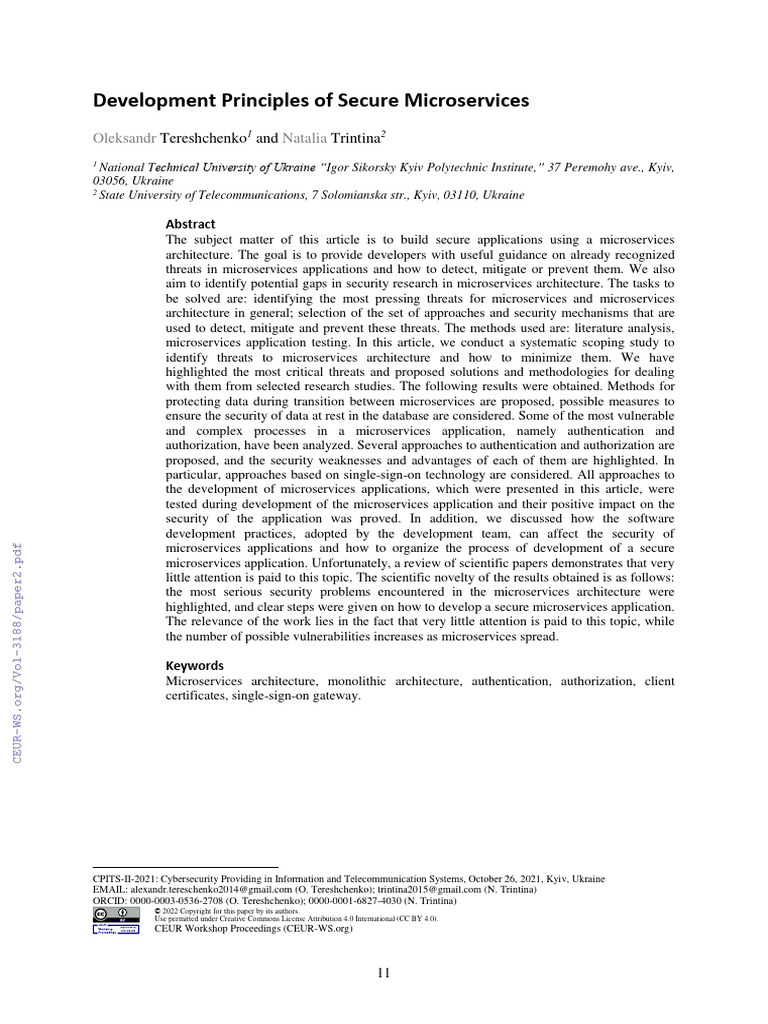 Development Principles of Secure Microservices 2021 | PDF | Transport ...