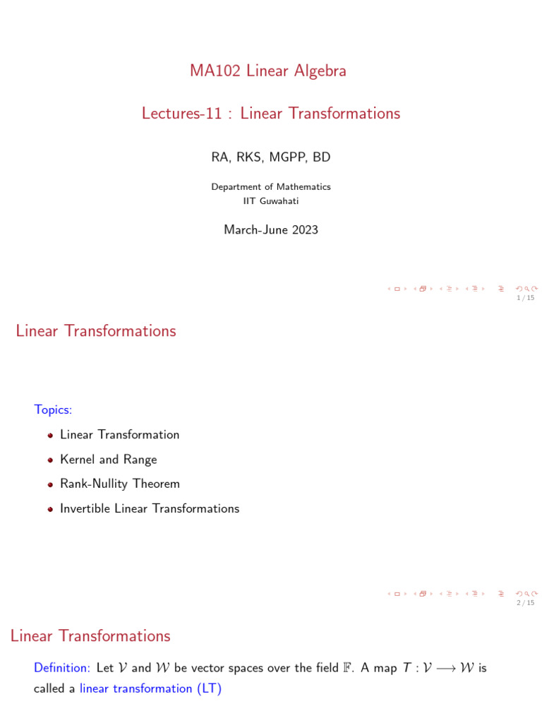 LA Lect 11 (LT) 2023 | PDF