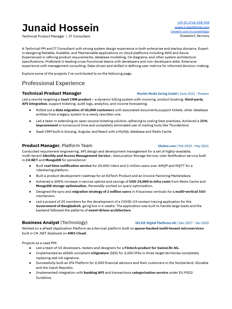 Junaid Hossein Resume-3 | PDF | Databases | Cloud Computing