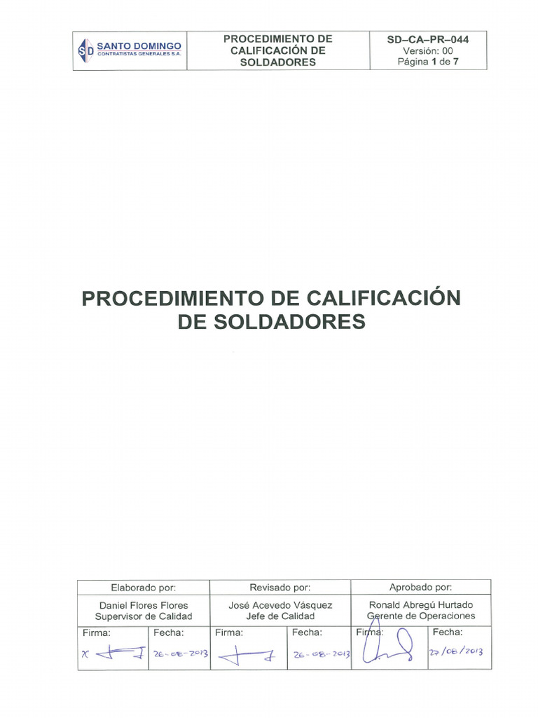 SD-CA-PR-044 Calificacion de Soldadores | PDF | Soldadura | Construcción