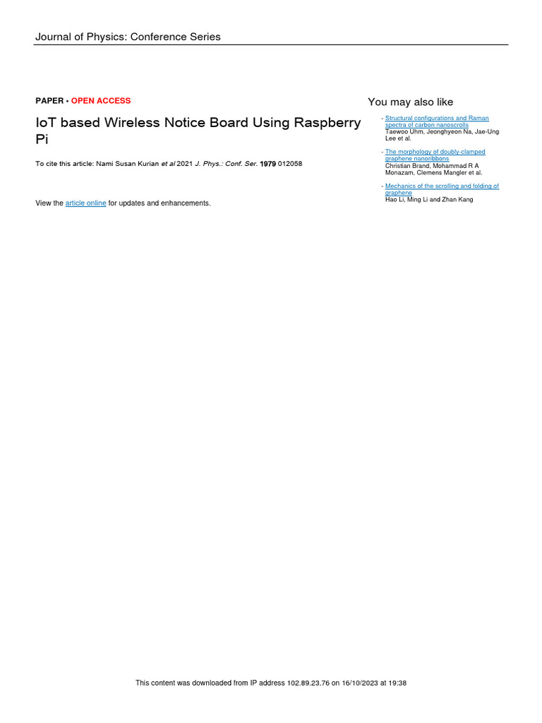IoT Based Wireless Notice Board Using Raspberry Pi | PDF | Internet Of Things | Raspberry Pi