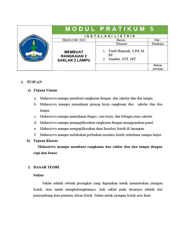 Modul Membuat Rangkain 2 Saklar 2 Lampu | PDF Modul Membuat Rangkain 2 Saklar 2 Lampu | PDF