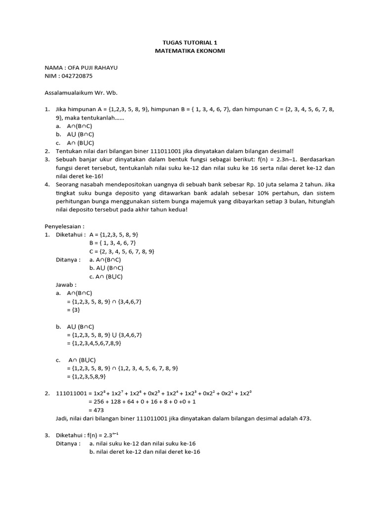 Tugas Tutorial 1 Espa 4122 | PDF