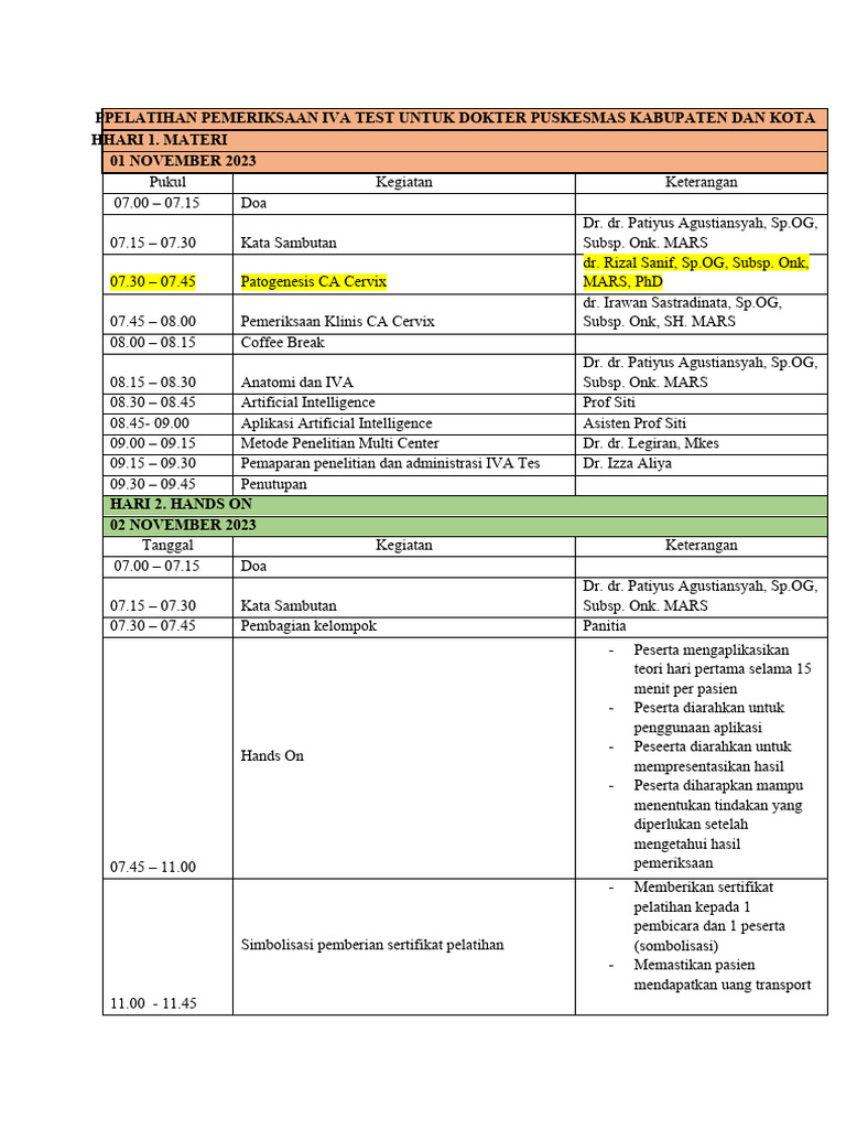 RUNDOWN SEMINAR IVA | PDF