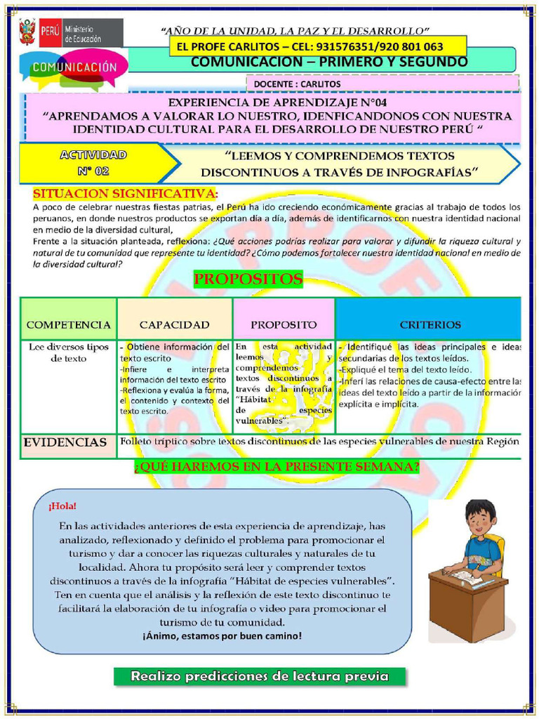 Experiencia de Aprendizaje #04 - Actividad #02 - 1ero y 2do - Comunicacion - 00001 | PDF
