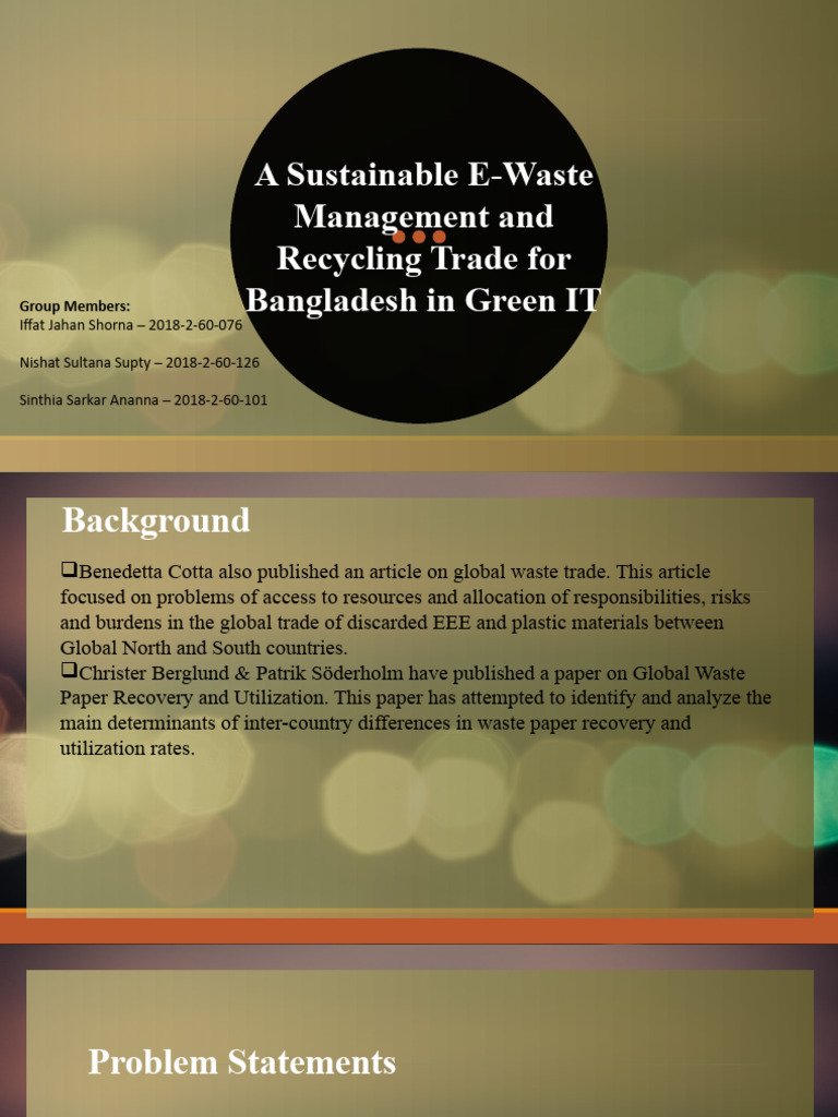 407 Presentation - e Waste Trade in BD (Final) | PDF | Electronic Waste ...