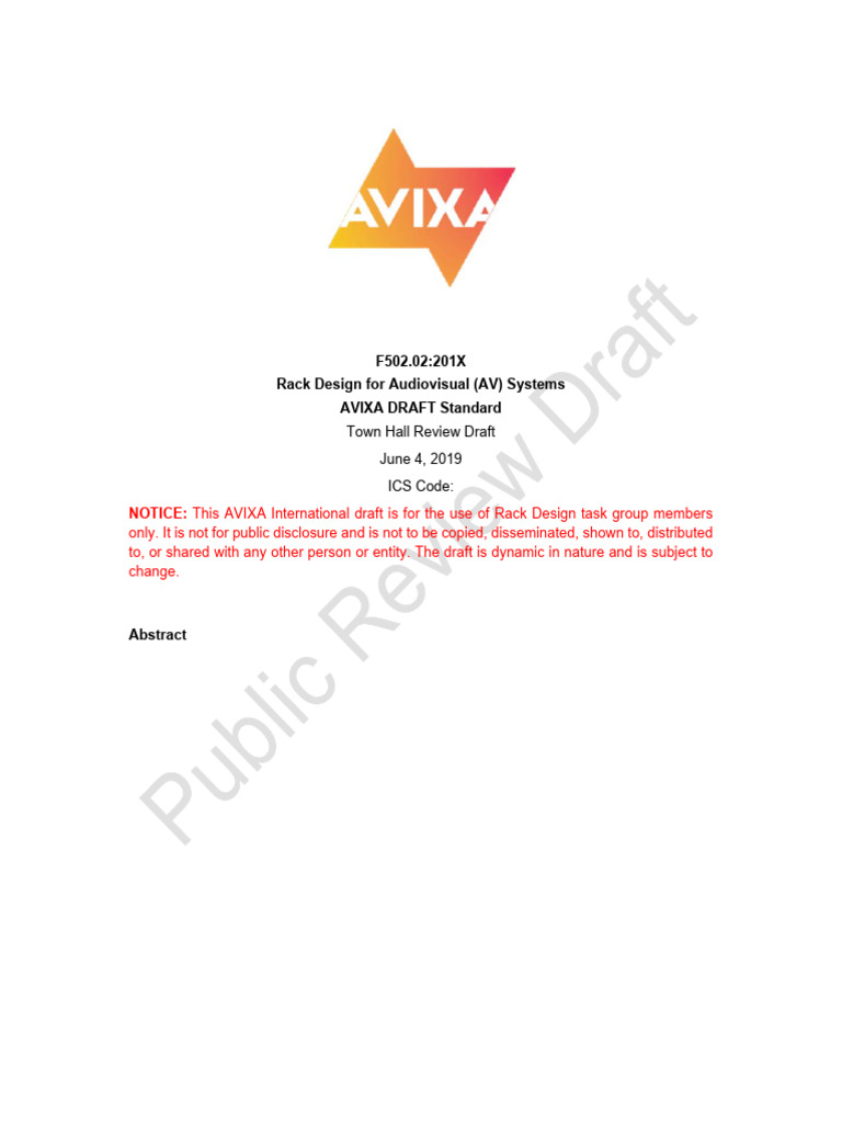 F502.02 201X Rack Design For Audiovisual (AV) Systems AVIXA DRAFT ...
