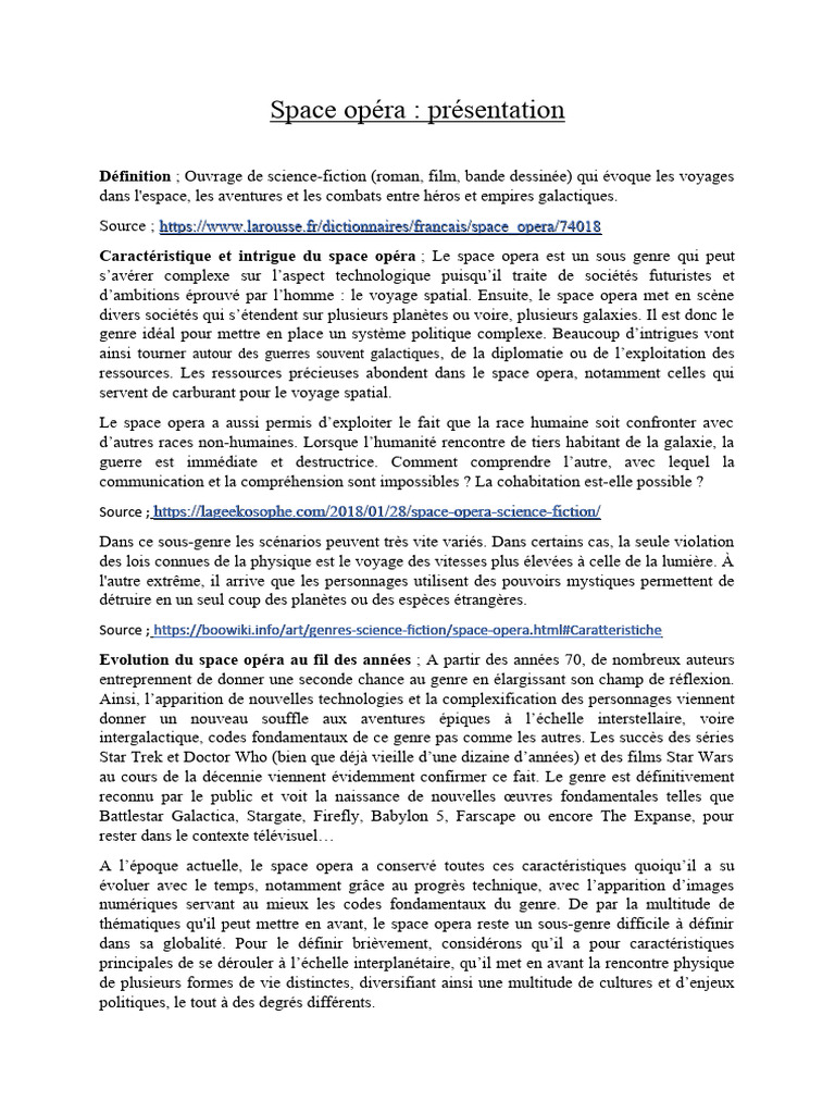 Introduction au Space Opéra | PDF | Space opera