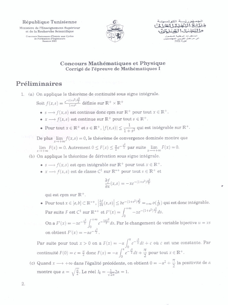 2021.MP - Maths I.corr | PDF