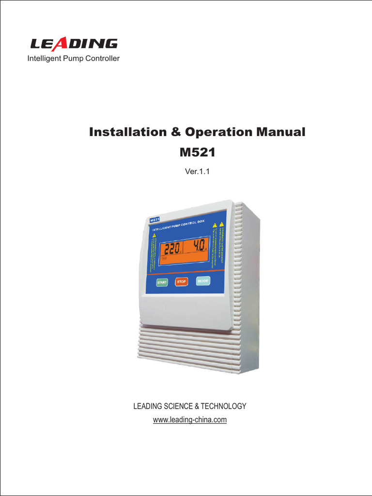 M521 Intelligent Pump Controller Manual | PDF