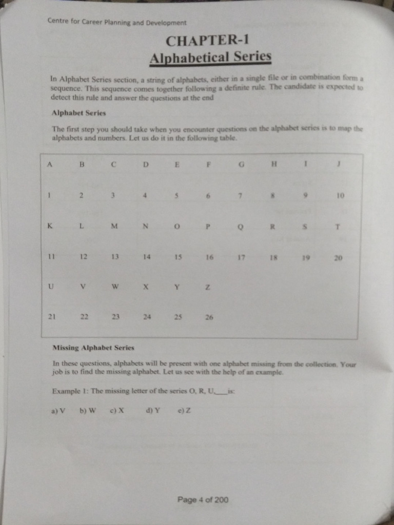 Alphabetic Series (Logical Reasoning) With Exercise - 1 | PDF | Notation | Writing