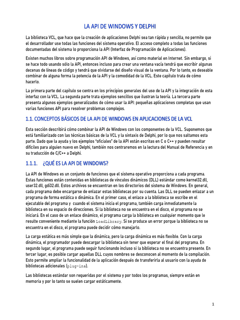 API de Windows y Delphi | PDF | Puntero (Programación de computadora ...