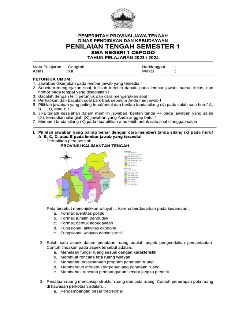 Soal Pts Xii Geografi | PDF
