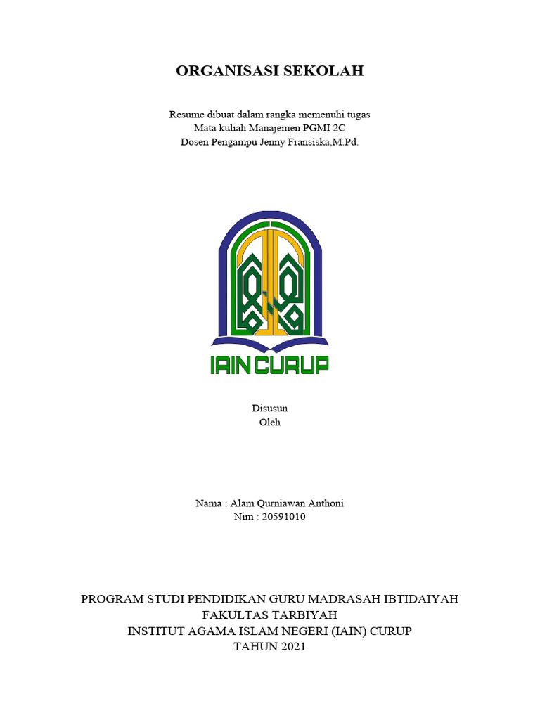 Resume Organisasi Sekolah - Alam Qurniawan Anthoni (20591010) - Pgmi ...