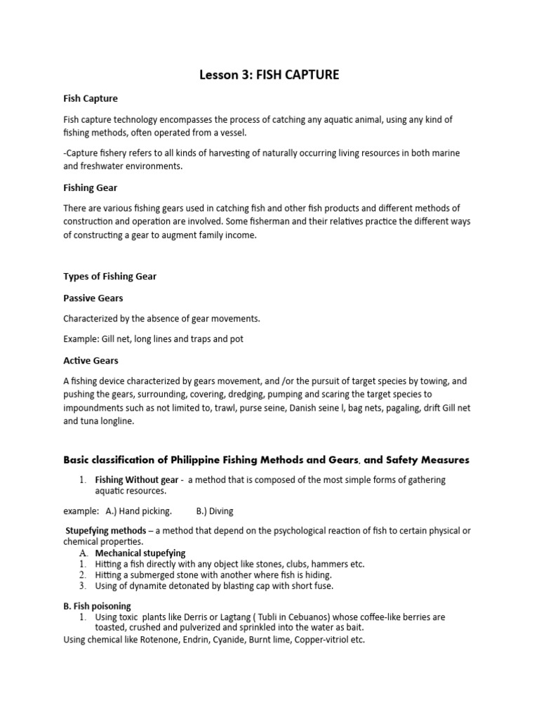 Lesson 3 Fish Capture Lecture | PDF