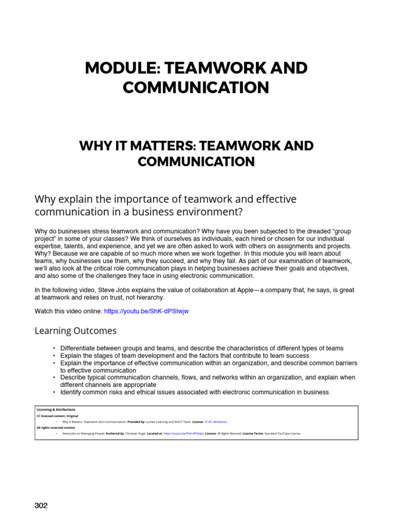 Module - Teamwork and Communication | PDF