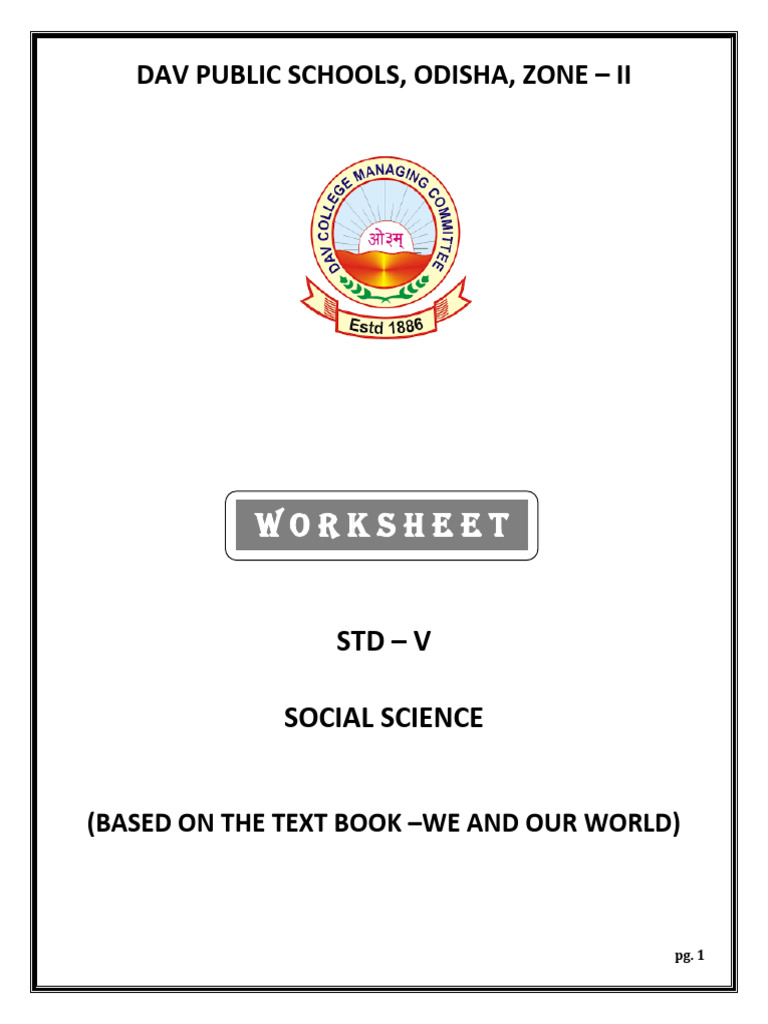 Class V Work Sheet Book (Dav) | PDF | Communication | Natural Gas