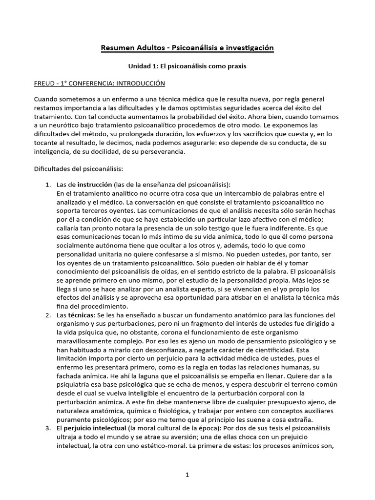 Resumen Adultos - PEI Practico B | PDF | Psicoanálisis | Neurosis